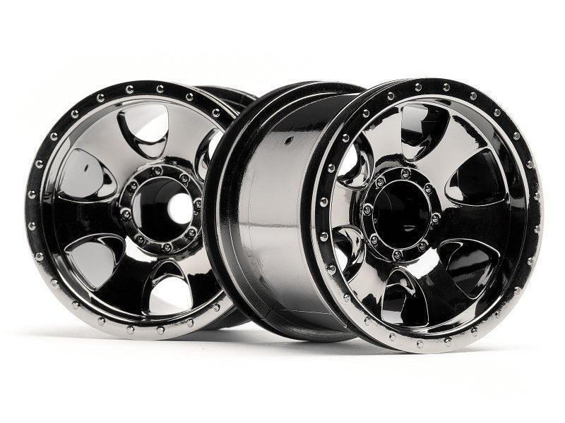 NEW HPI Savage E-Firestorm Wheely King Warlock Wheel Black Chrome 2.2 ...