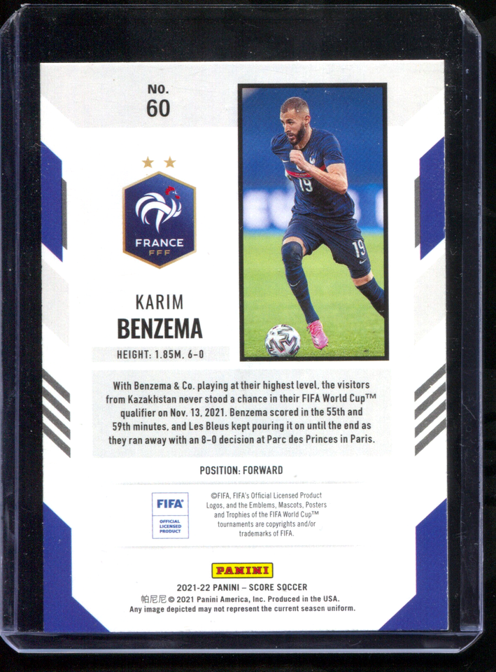 Karim Benzema 2020-21 Score Soccer Panini Base Sports Card #60 | eBay