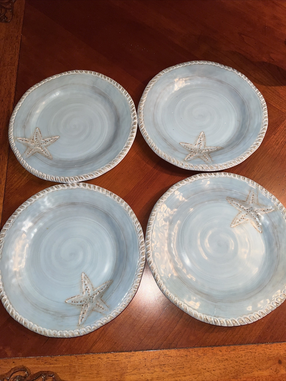 Nicole Miller Melamine Blue Starfish Dinner Plates 11" | eBay