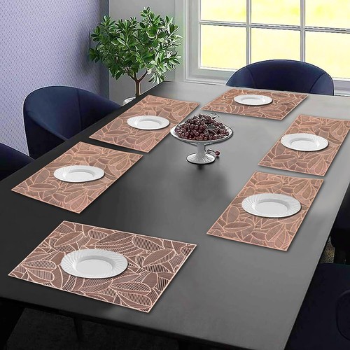 Pack of 6 PVC Rectangle Placemats Non-Slip Dining Table Mats Dressing ...