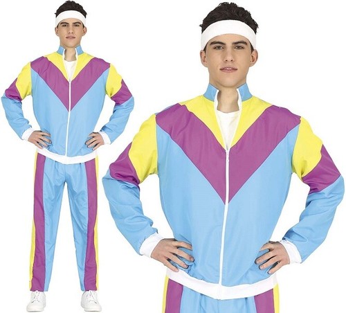 Boys Teens Mens 1980s Shell Suit Fancy Dress Costume 80s 80's Gymnast ...
