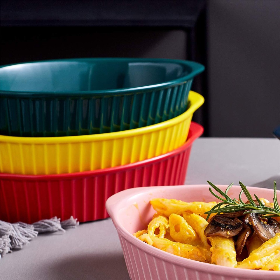 Porcelain Small Oval Au Gratin Pans Baking Dish Set for 1 or 2 person ...