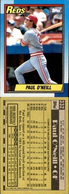 "1990 Topps Paul O'Neill #332 Cincinnati Reds Yankees Dynasty Champion ...