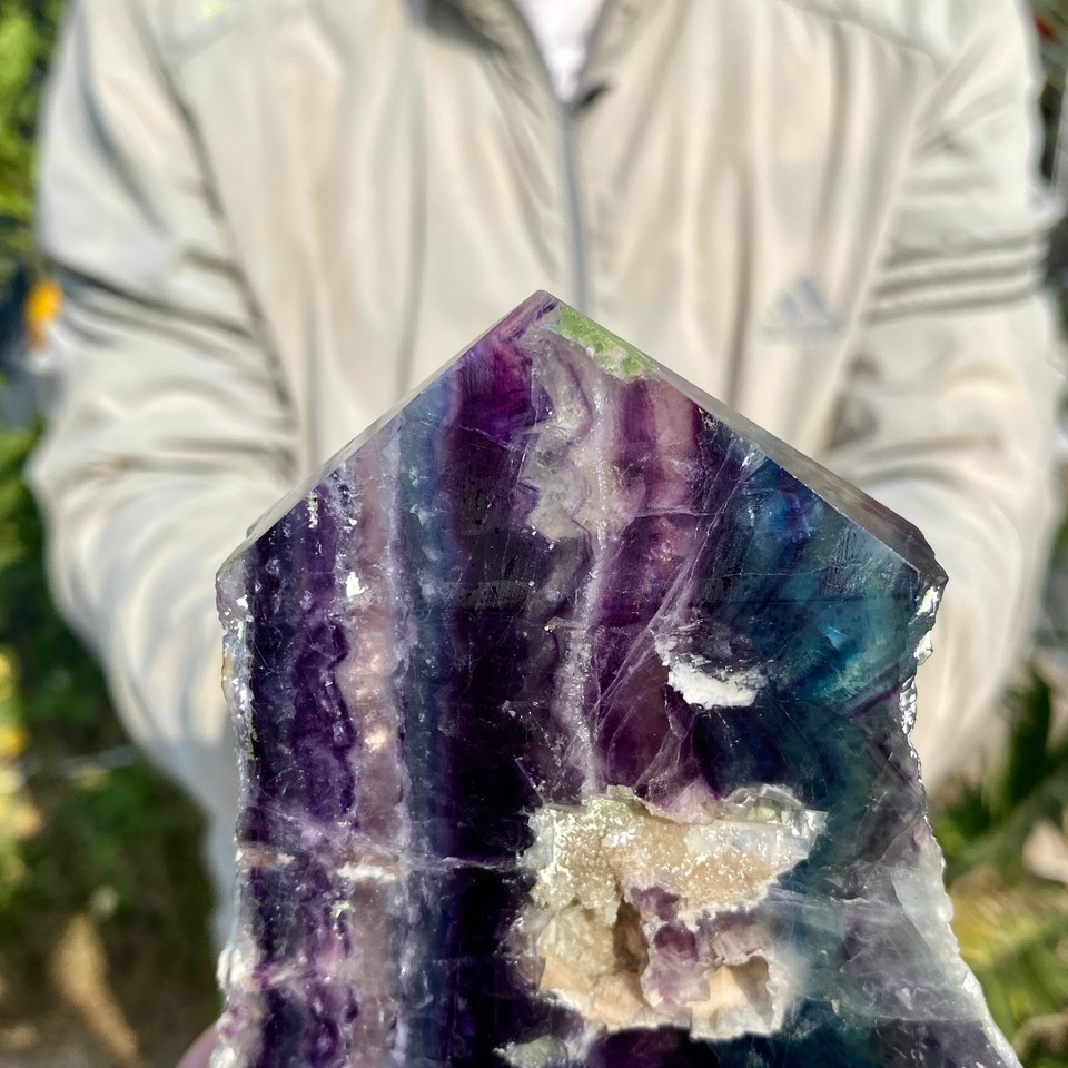 1.97LB Natural Fluorite Crystal Column Magic Wand Obelisk Point Earth ...