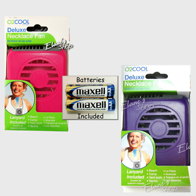 O2 Cool Deluxe Necklace Fan w/BATTERIES Personal Neck Blows Air Upward ...