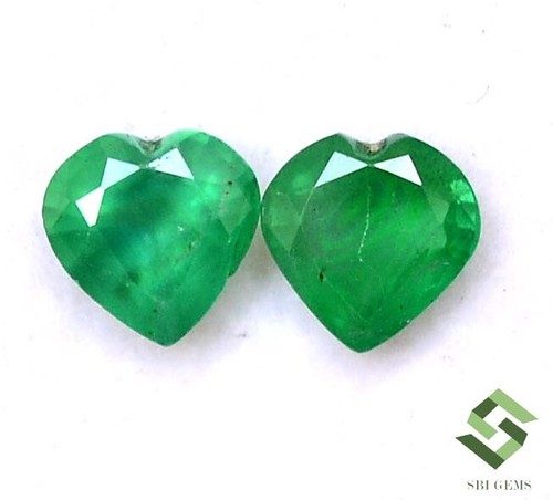 5.50 mm, 6x6 mm Certified Natural Emerald Heart Shape Cut 2 Pair Loose ...