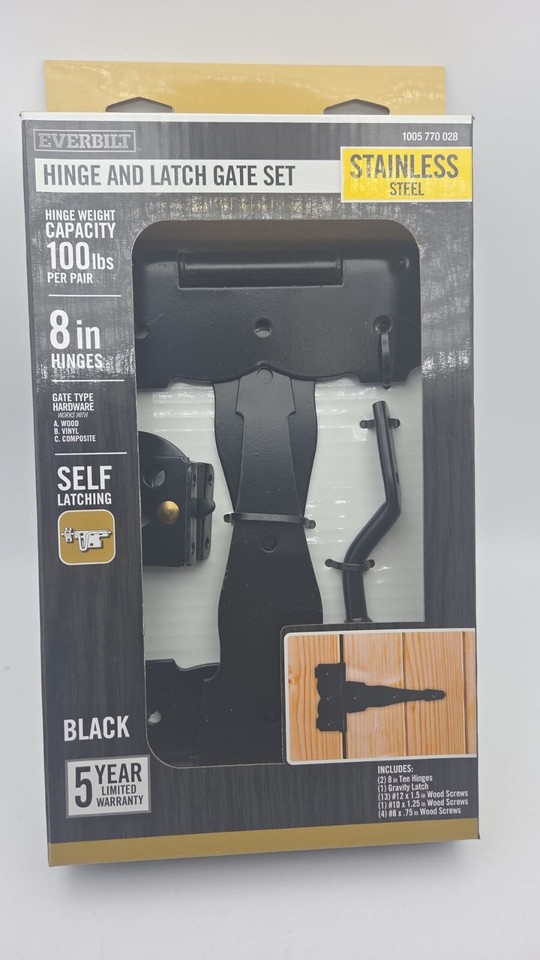 Everbilt Black Decorative Surface Mount Gate Tee Hinge and Latch Set ...