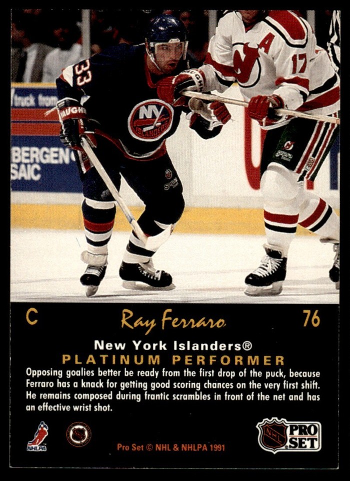 1991-92 Pro Set Platinum #76 Ray Ferraro New York Islanders | eBay