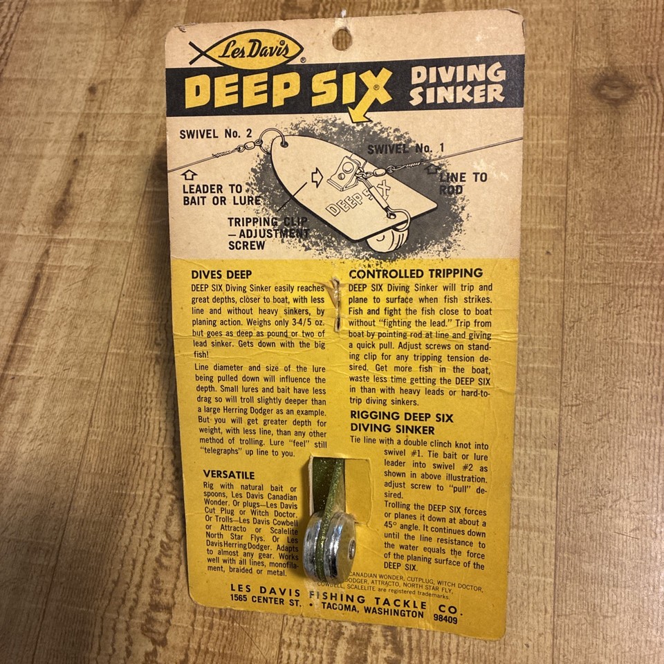 Les Davis Deep Six Diving Sinker Yellow Glitter Vintage New Old Stock ...
