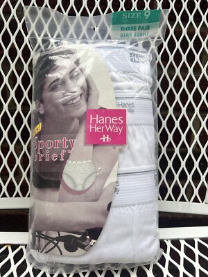 Vintage 1996 HANES HER WAY NEW SPORTY BRIEFS 3 Pair Size 9 NEW IN PACK ...
