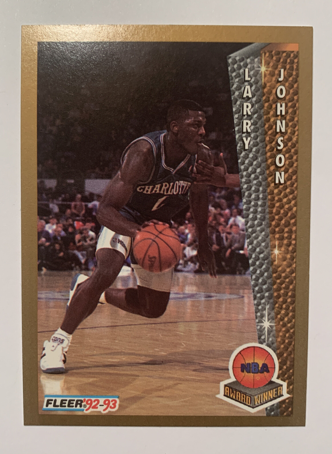 1992-93 Fleer LARRY JOHNSON Rookie of the Year, BEAUTIFUL 2ND YR CARD ...