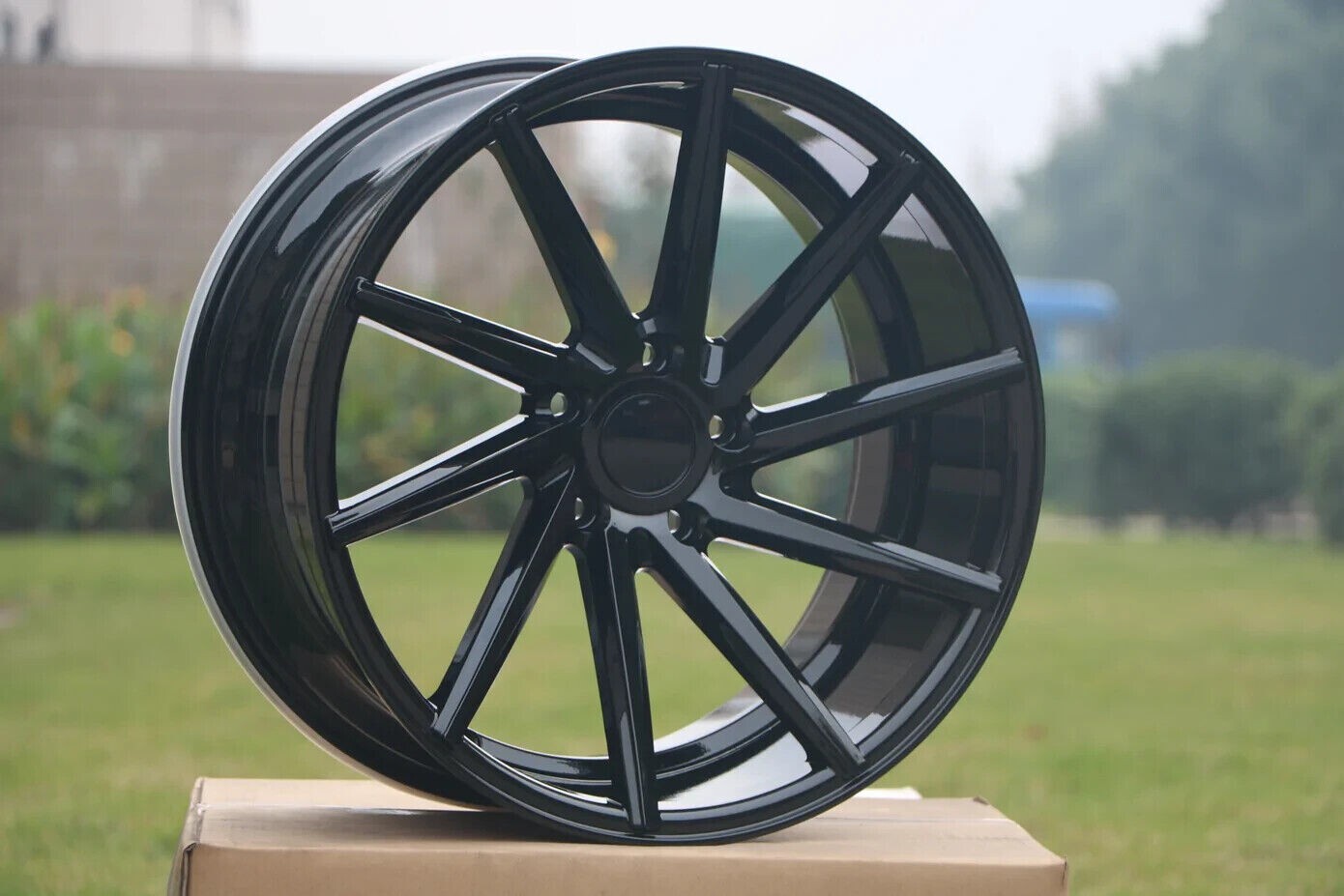 20" Tuner Wheels 20x8.5 5x112 +35 66.6 Gloss Black Swirl Style Rims Set ...