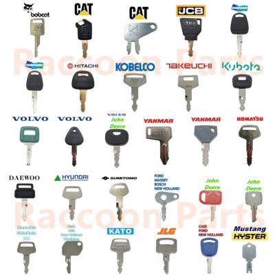 28 Excavator Plant Digger Keys Master Set BOBCAT KUBOTA HITACHI JCB ...