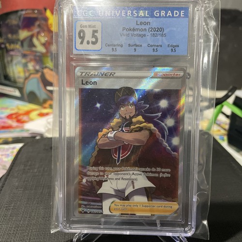 Leon 182/185 SWSH Vivid Voltage Holo Full Art Trainer Pokemon cgc 9.5 ...
