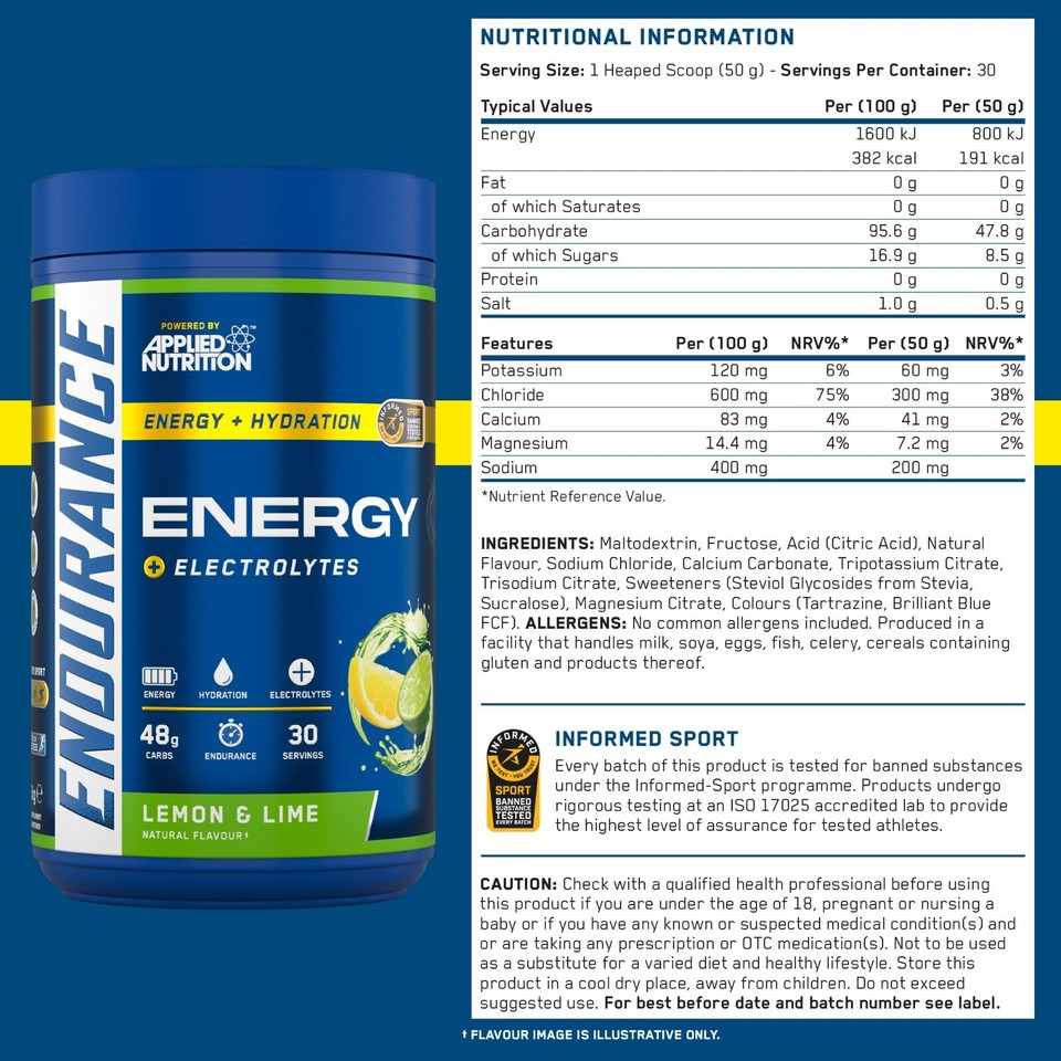 Electrolyte Powder Carbohydrate Energy Drink Endurance Intra Workout 30 ...