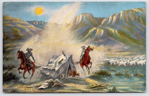 Postcard Oil Painting By Cowboy Artist And Poet L. H. Dude Larsen ...