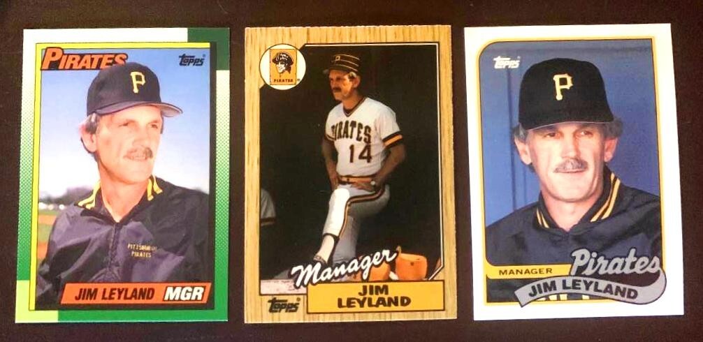 3) JIM LEYLAND Pirates 1987, 1989, 1990 Topps All *TIFFANY* Baseball ...