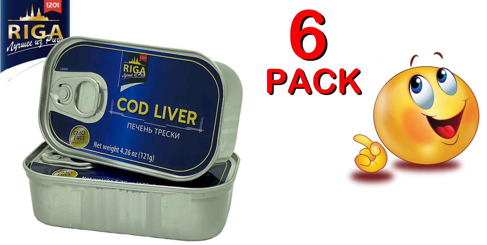 6 PACK - COD LIVER 121g THE BEST OF RIGA GMO FREE Made in Latvia Печень ...