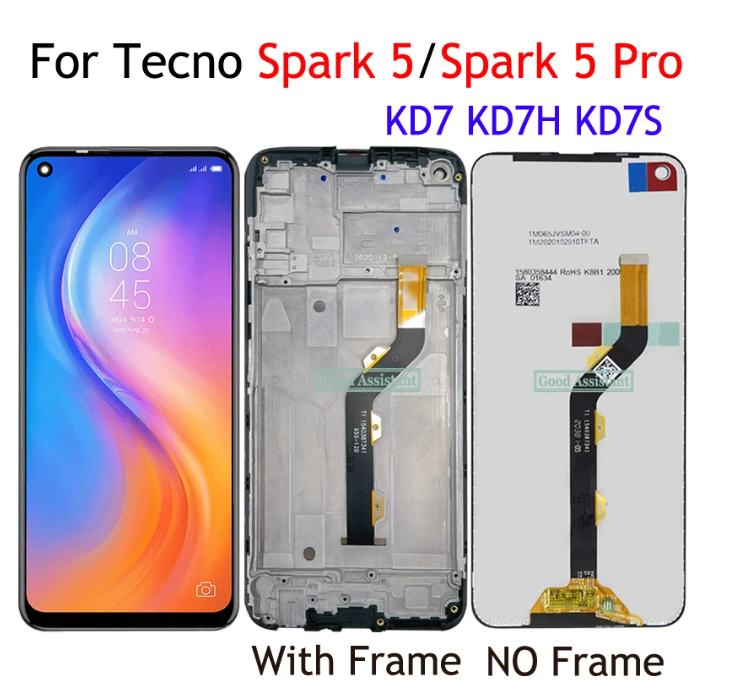 6.6 " For Tecno Spark 5 / Spark 5 Pro KD7 KD7H KD7S LCD Display Touch ...