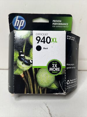 HP 940 XL Black Printer Ink Cartridge Officejet New Sealed Box Dated ...