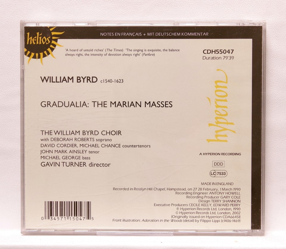 GAVIN TURNER - BYRD gradualia, the marian masses HELIOS CD NM | eBay