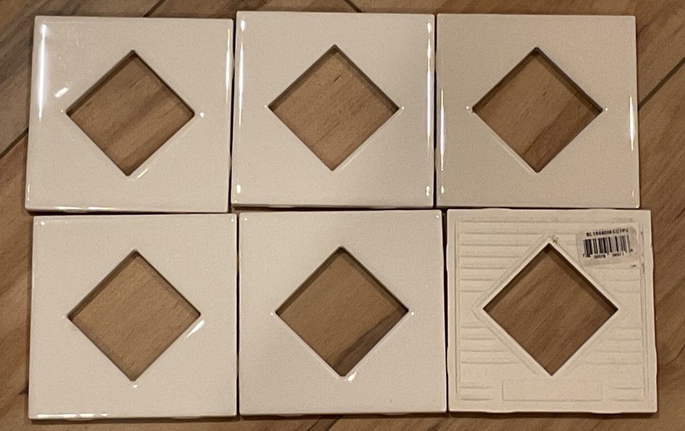 New Lot of 32 White Square Tiles with Triangle center cut out | eBay