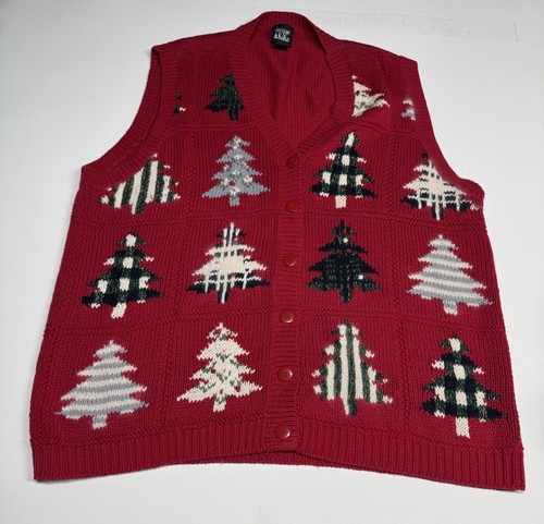 VTG Jacque & Koko Christmas Holiday Sweater Vest 22/24 Holiday Trees ...