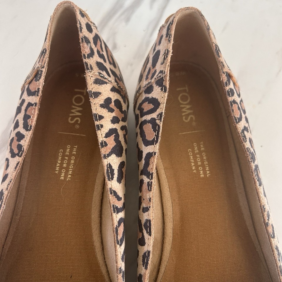 Toms Suede Leopard Print Slip Ons Shoes Office Flats Women’s Size 8.5 ...