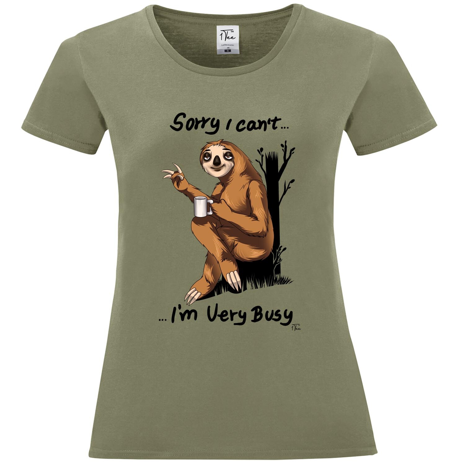 1Tee Womens Sorry I Can't I'm Very Busy Sloth Introvert T-Shirt | eBay