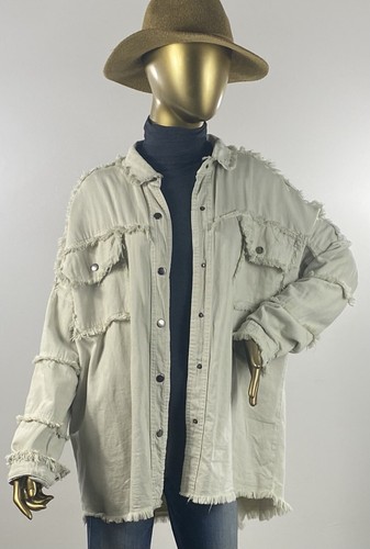 ELAN Rock & Roll Shacket Shirt Jacket DEVAN Oversized Fringe Concert ...