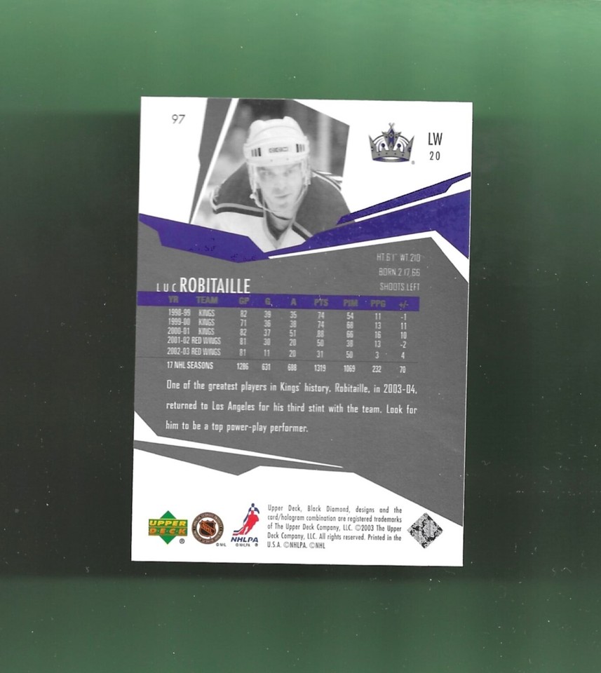 2003-04 Black Diamond DOUBLE # 97 LUC ROBITAILLE LOS ANGELES KINGS ...