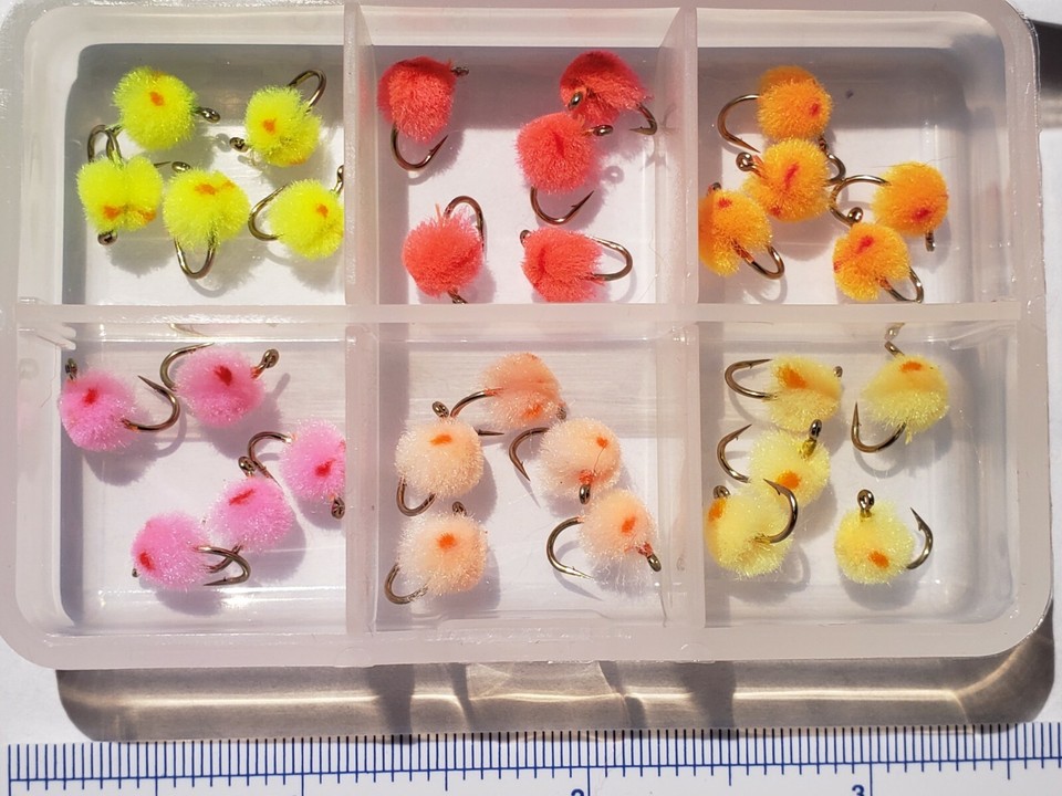 Glo Bug Egg Flies 30 Piece: Size 14 in 6 sweet colors with box | eBay