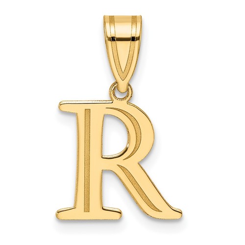 14k Yellow Gold Polished Etched Letter R Initial Pendant Perfect Gift ...