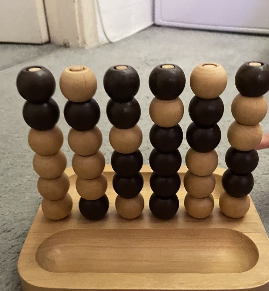 Wooden Connect Four In A Row 4 In A Line Board Game Kids Educational ...