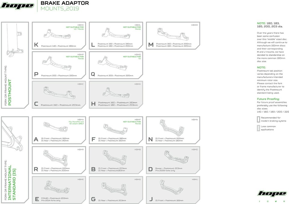 Hope Post Mount Brake Adapter Mount - Black Silver - All Options ...