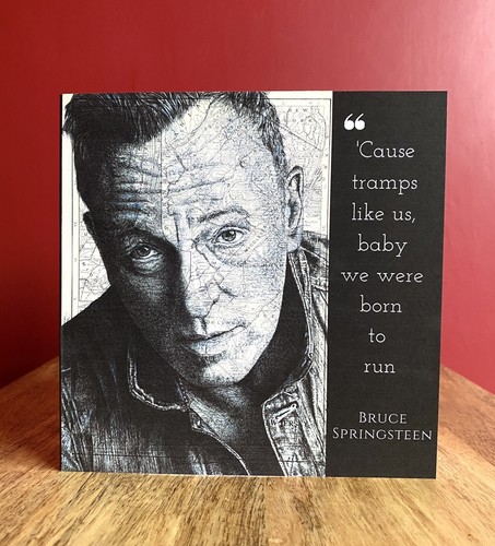 Bruce Springsteen Birthday Greeting Card. Pen Drawing On Map.Blank ...