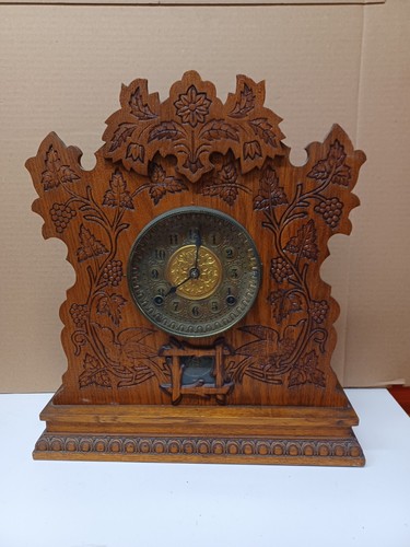 ANTIQUE OAK GILBERT MANTEL CLOCK | eBay