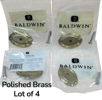 Baldwin 4619-030 Oval Edinburgh Knob Handle Back Plate Polished Brass ...