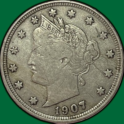1907 Liberty Head V Nickel Very Fine VF Coin, Scratch #34173 | eBay