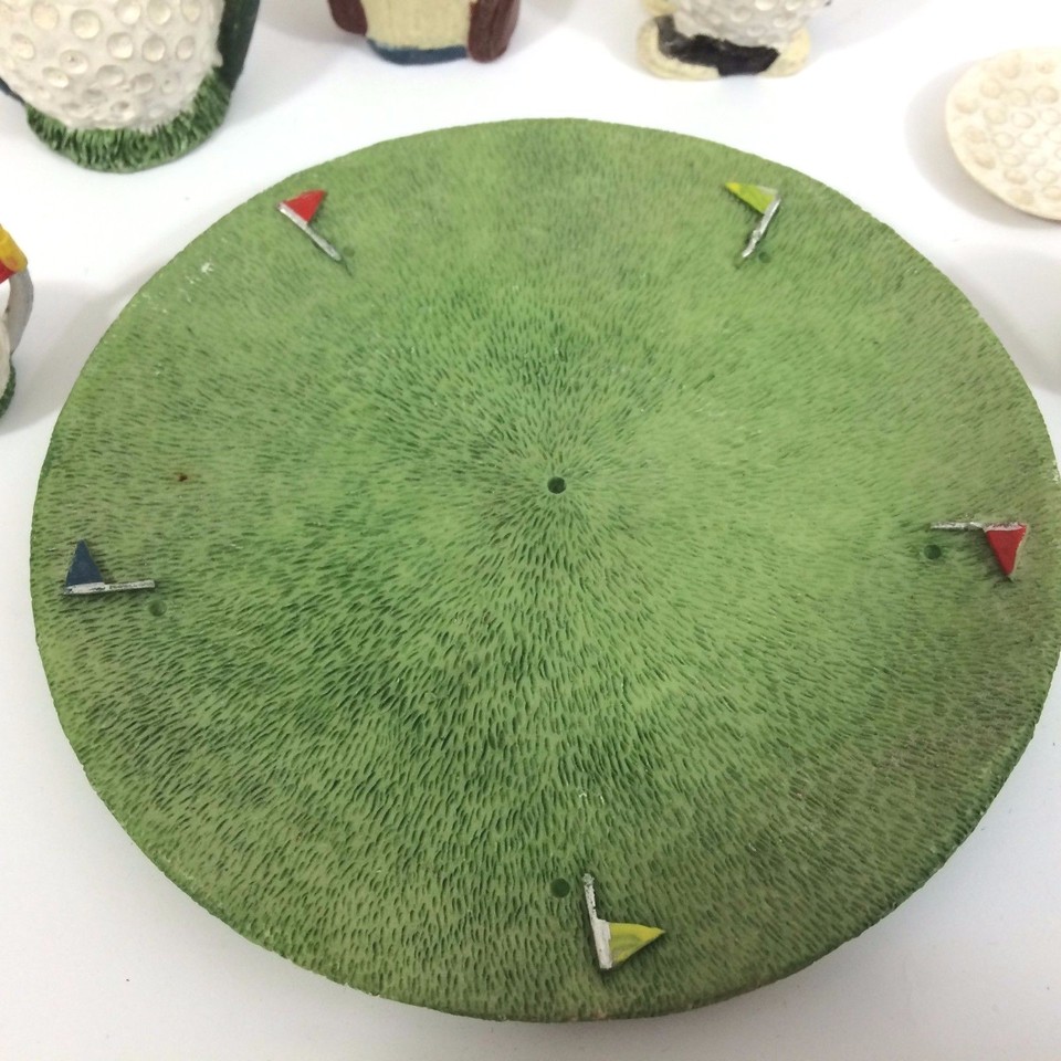 Resin Miniature Tea Set Golf Ball Sports Tee Clubs Putting Green 9 pc ...