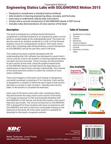 Engineering Statics Labs with SOLIDWORKS Motion 2015 [Perfect Paperback ...