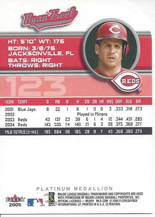 2005 Ultra Platinum No Serial Number Ryan Freel 123 Reds | eBay