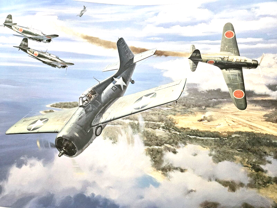 FIRST MARINE ACE - MOH MARION CARL - Ltd Ed Art Print by Roy Grinnell ...