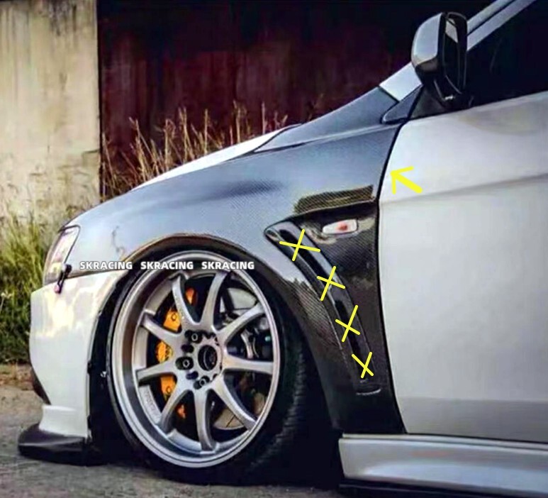 For Mitsubishi Lancer 2008-2015 Real Carbon Fiber Front Fenders Fings ...