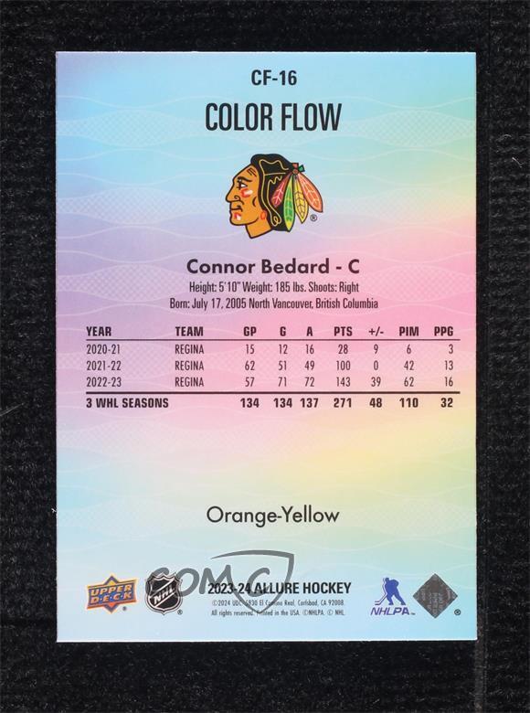 2023 Upper Deck Allure Color Flow Orange Yellow Connor Bedard #CF-16 ...