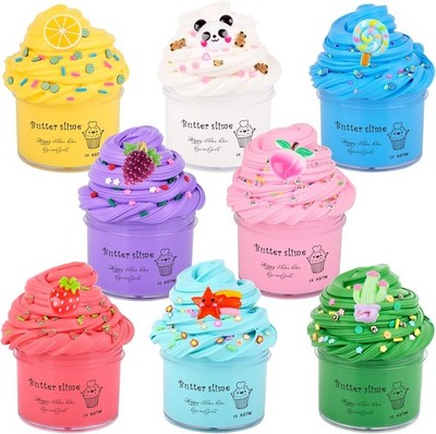 Fluffy Butter Slime Kit-8 Pack with Charms, Super Soft & Non-Sticky ...