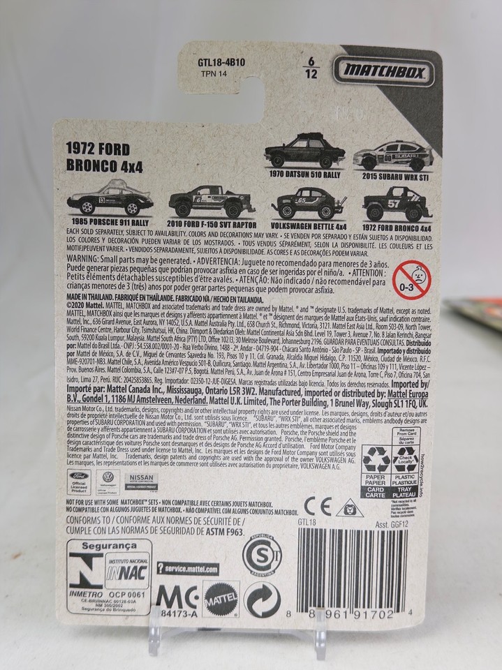 Matchbox 1972 Ford Bronco 4x4 OffRoad Rally Blue Diecast Truck | eBay