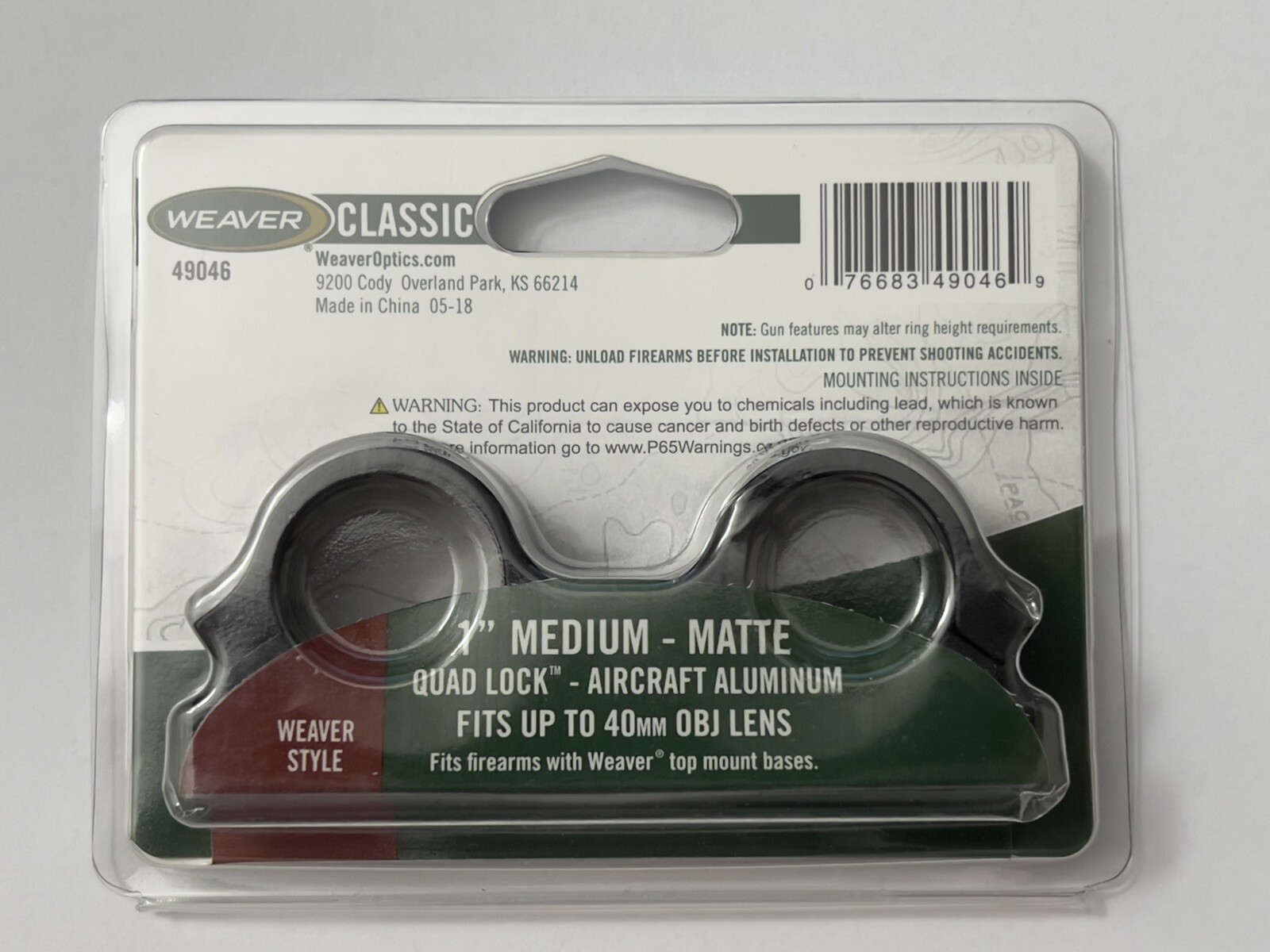 Weaver 49046 Quad Lock Rifle Scope Rings 1” Medium Height | eBay