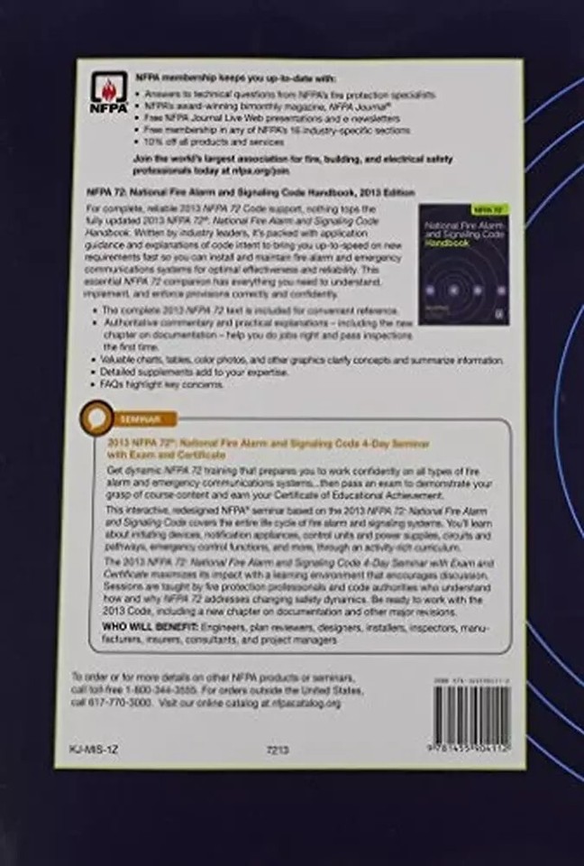 NEC NFPA 72 National Fire Alarm Code (2013 Edition) PAPERBACK | eBay