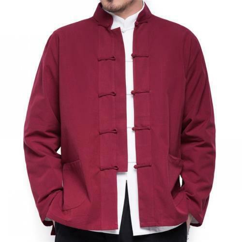 Men Kung Fu Coat Chinese Traditional Tai Chi Uniform Tang Suit Jacket ...